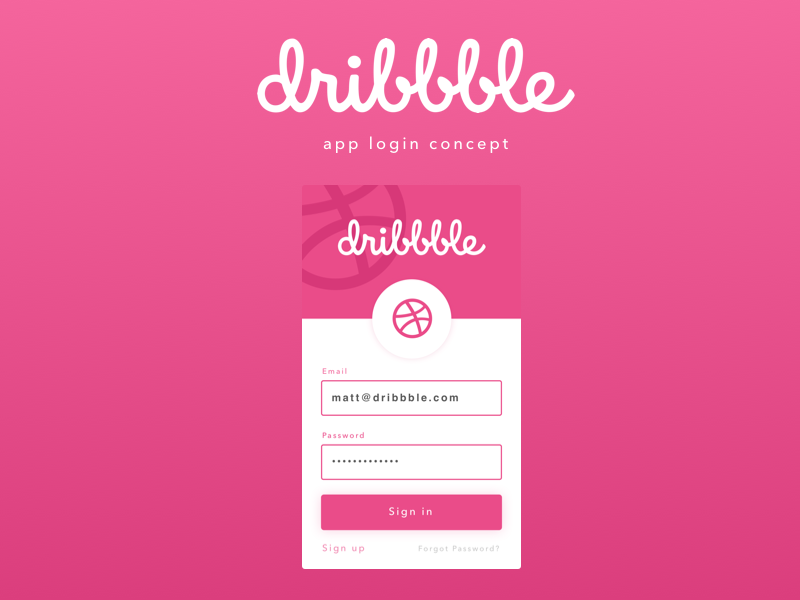 Dribbble app login concept by AR Ehsan on Dribbble