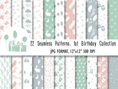 1st birthday seamless patterns collection by Vika on Dribbble