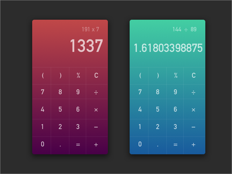 Calculator - DailyUI - 004 by Daniel Apt on Dribbble