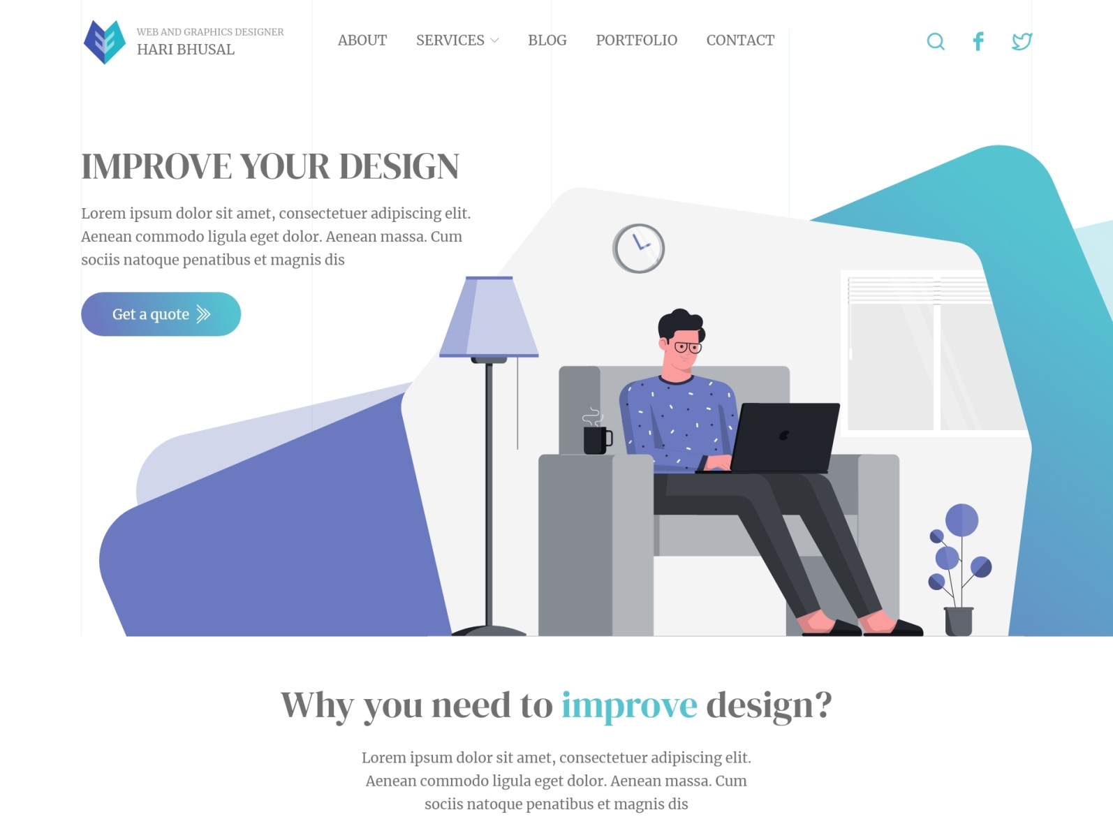 Minimal landing page design for blog and portfolio by Hari Bhusal on ...