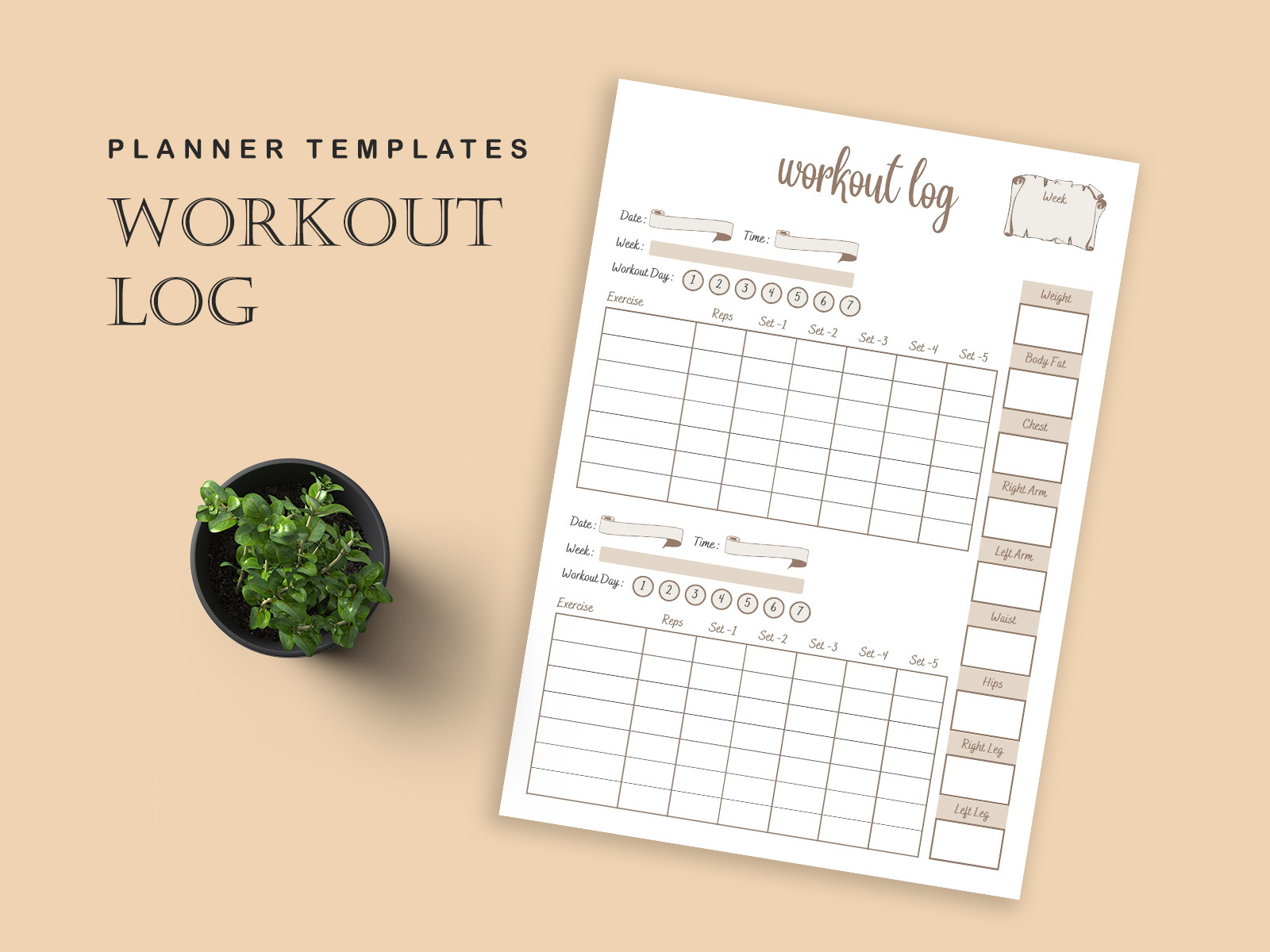 Workout Log Planner Templates by AS Studio on Dribbble