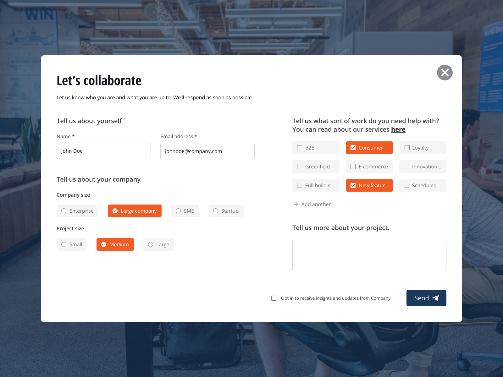 Agency contact form by Benjamin on Dribbble
