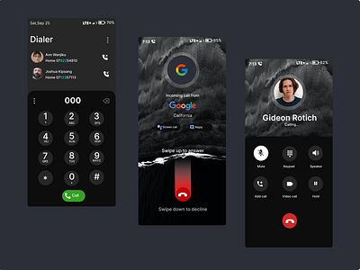 phone caller UI in dark mode by Giddy Rotich on Dribbble