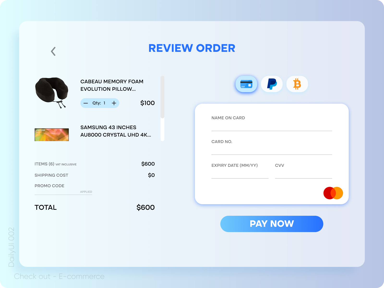 Daily UI 002 | Check Out by tobbivu on Dribbble