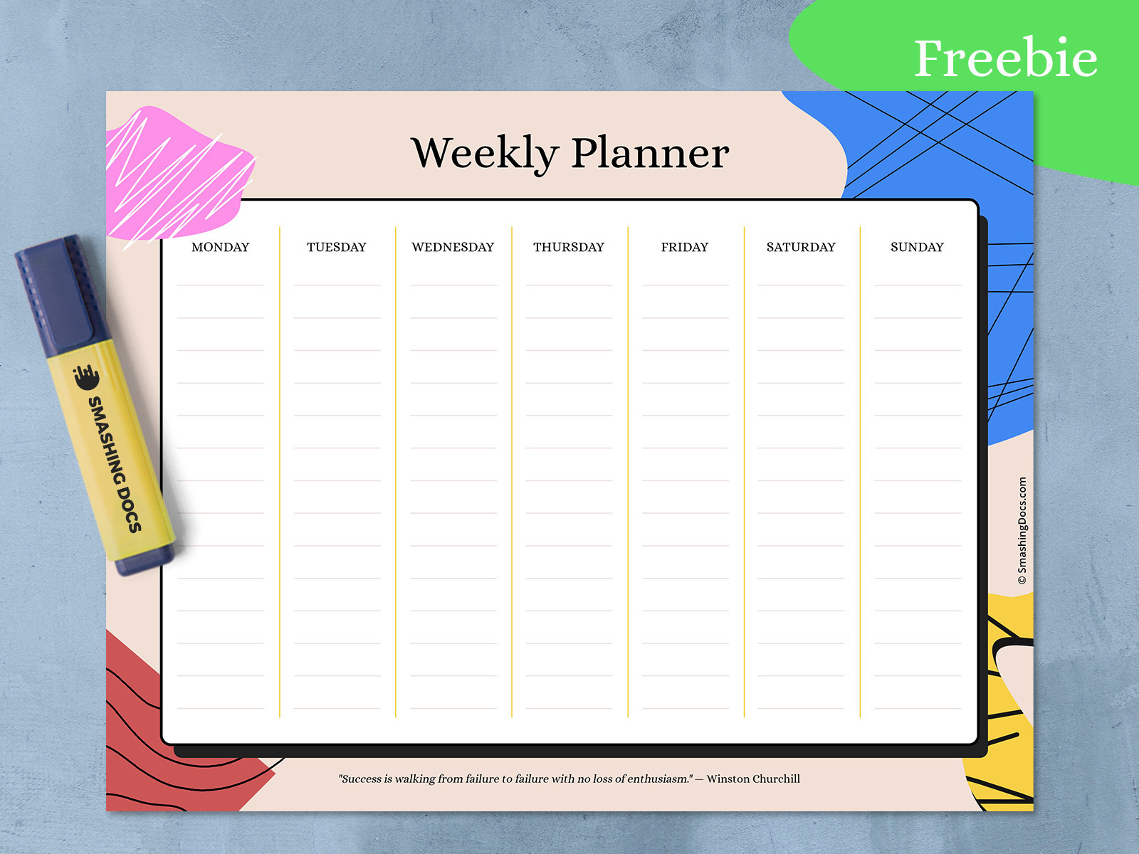 Free Retro Weekly Planner Template by Smashing Docs on Dribbble