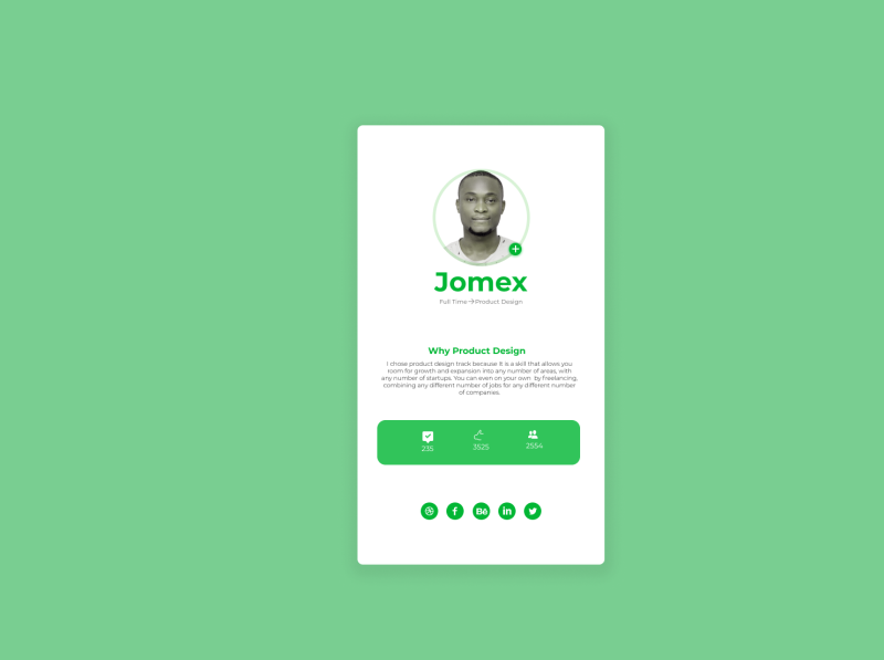 A Profile Card by Jomex on Dribbble
