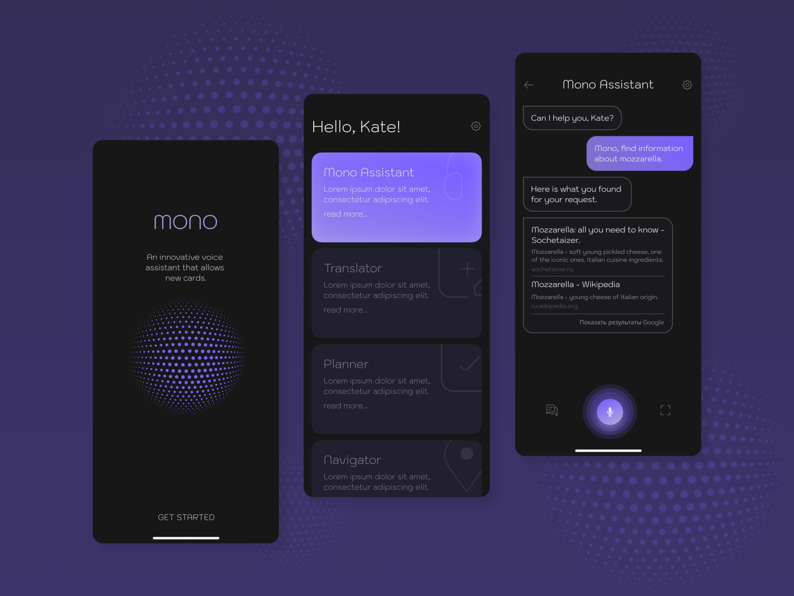 Assistant App - Mono by Ekaterina Lenina on Dribbble