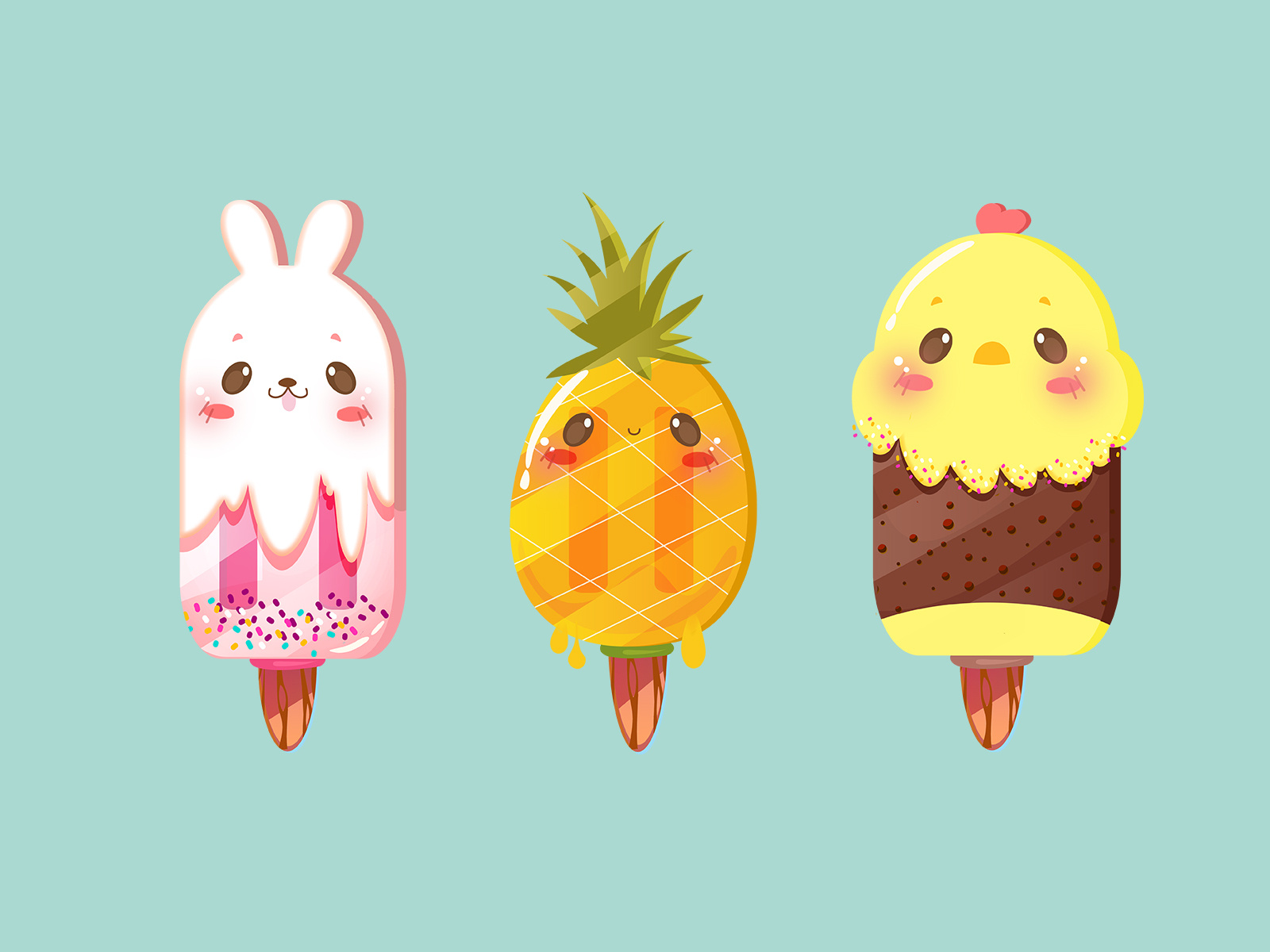 Cute Ice Pops illustrations by Malika yaser on Dribbble