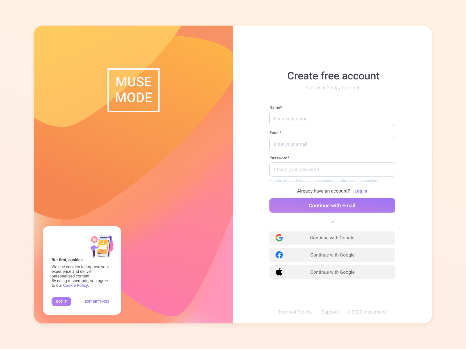 Sign up | Login page by Anastasia on Dribbble