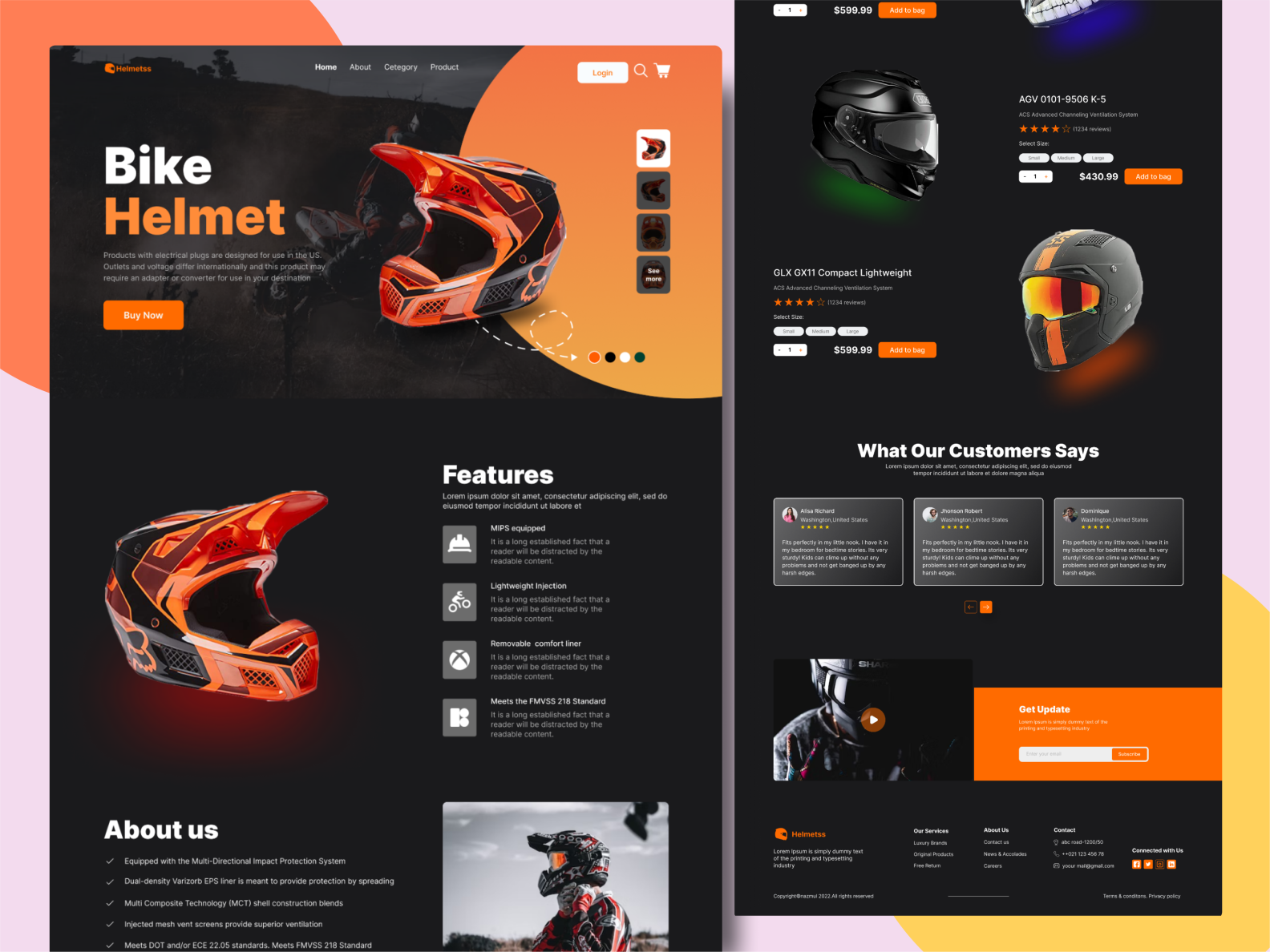 Bike Helmet Website UI Design by Nazmul Haque for Grapeslab on Dribbble