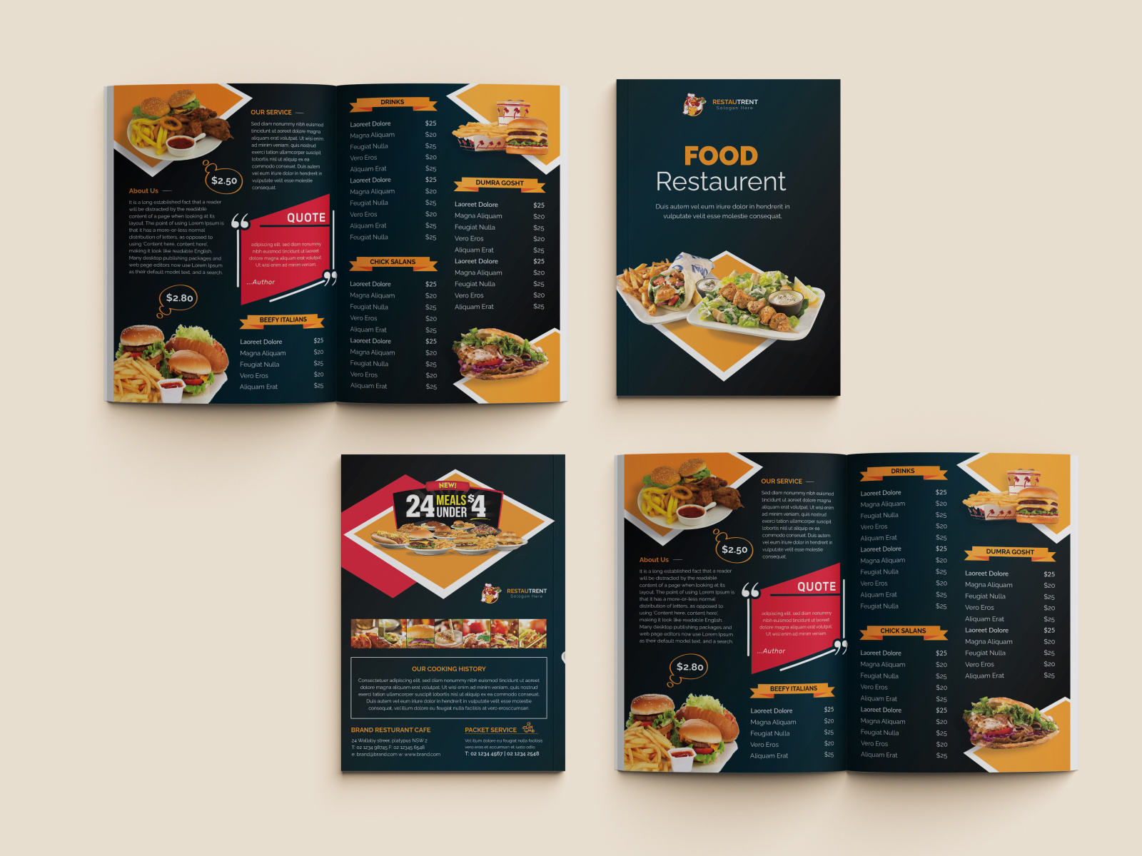 Food Bi-fold Brochure Template Design by Sofiqur Rahman on Dribbble