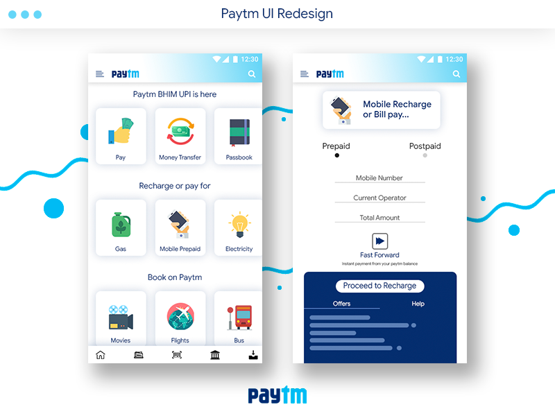 Paytm UI Redesign *1st UI design* by Umang waghela on Dribbble