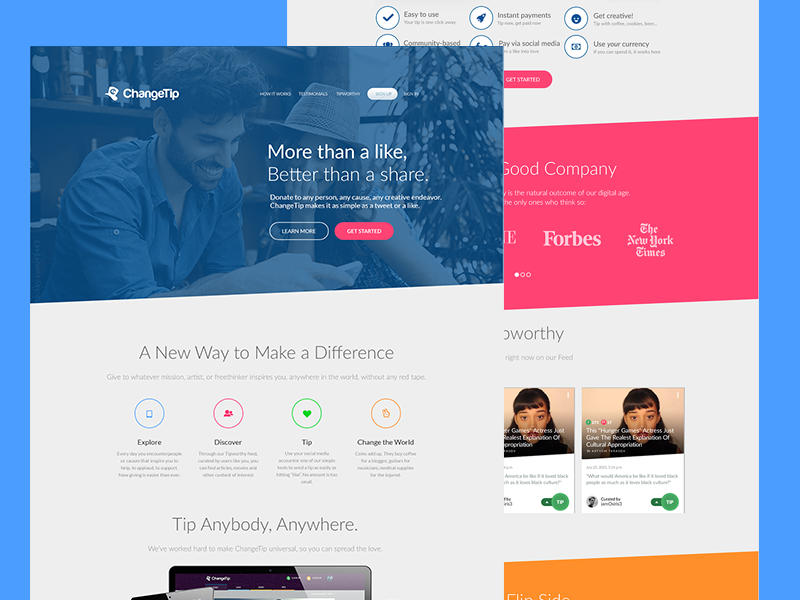 ChangeTip Homepage by Chris Basey for CoMedia Design on Dribbble