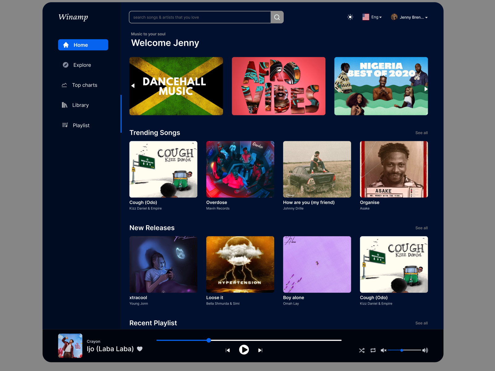 Winamp desktop app redesign by Arogundade Glory on Dribbble
