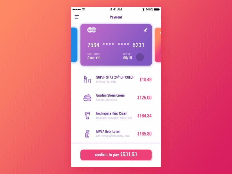 Payment by BlueCat on Dribbble