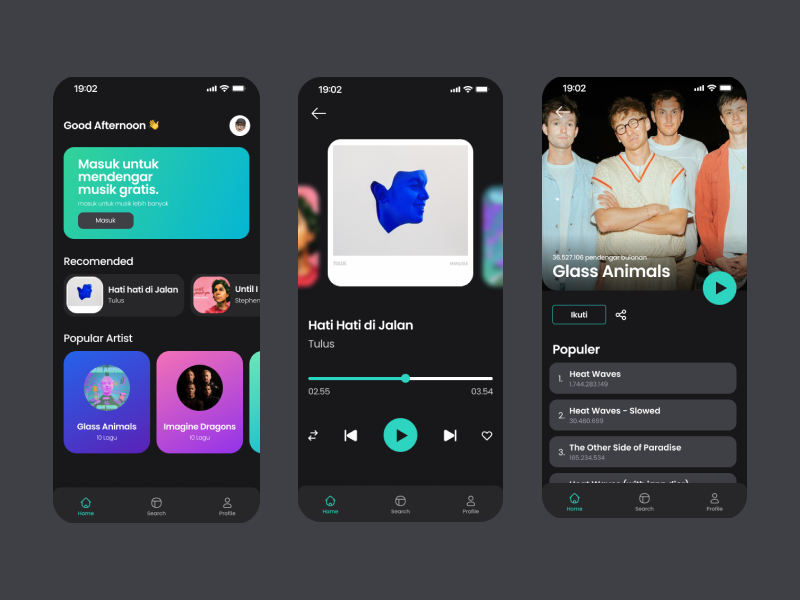 Tuner Music App UI Design by Thesya Studio on Dribbble