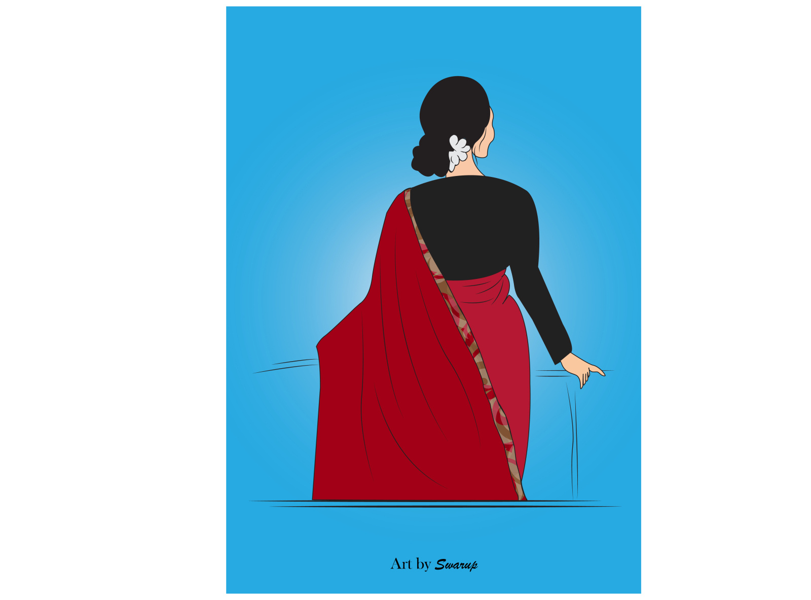 Girl in Red Saree | Digital Illustration by Swarup by Swarup Dhar on ...
