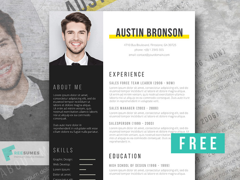 Free Resume Template - Contrast by Freesumes.com on Dribbble