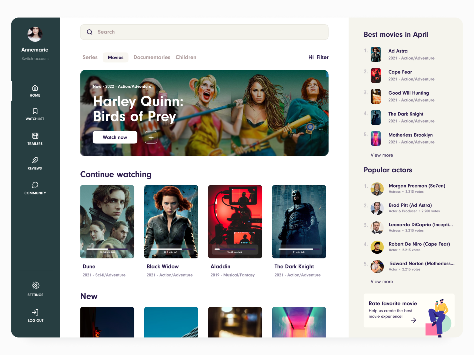 Movie app by Tetiana Anokhina on Dribbble