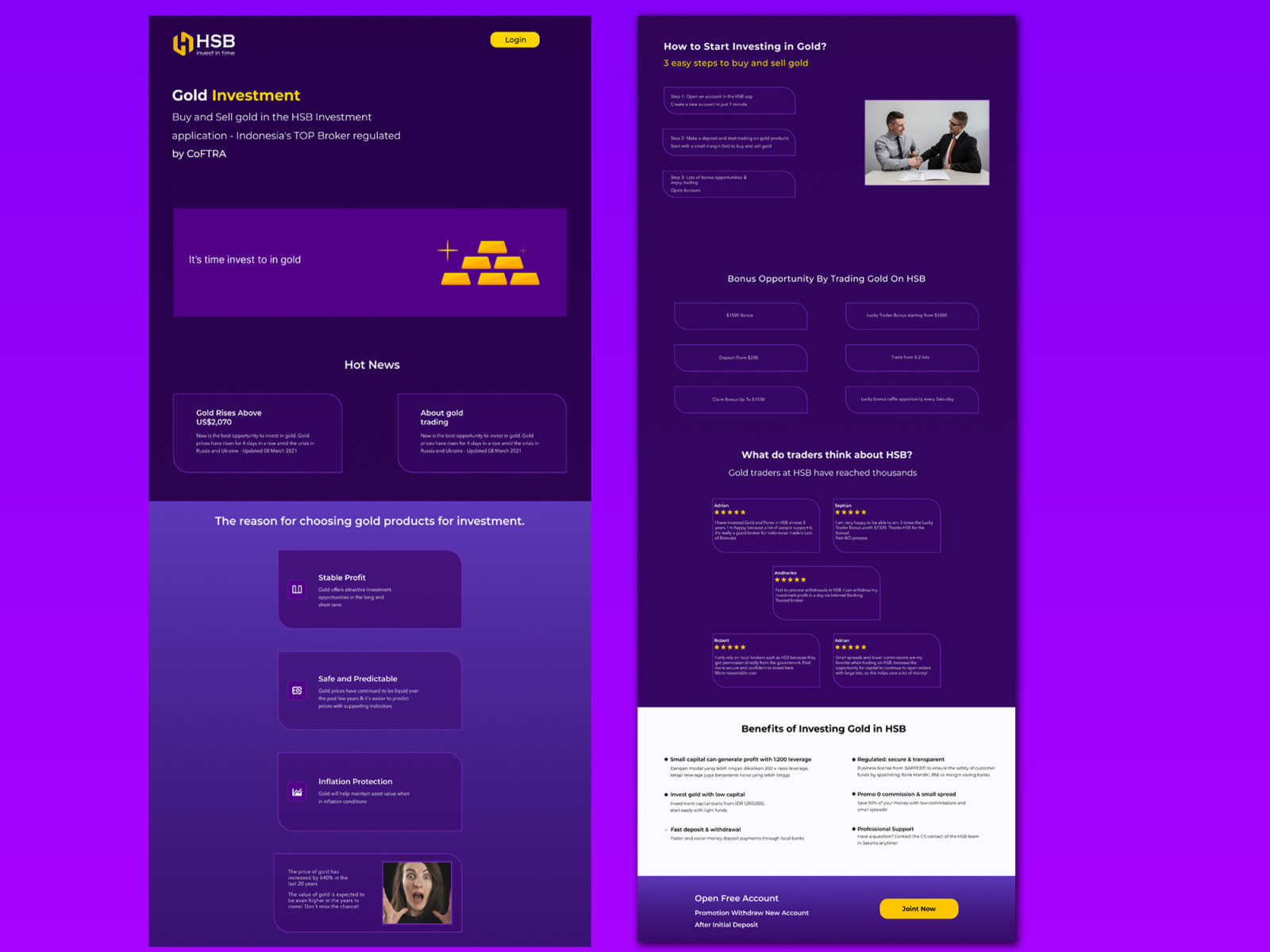 Gold trading web design by Bagas on Dribbble