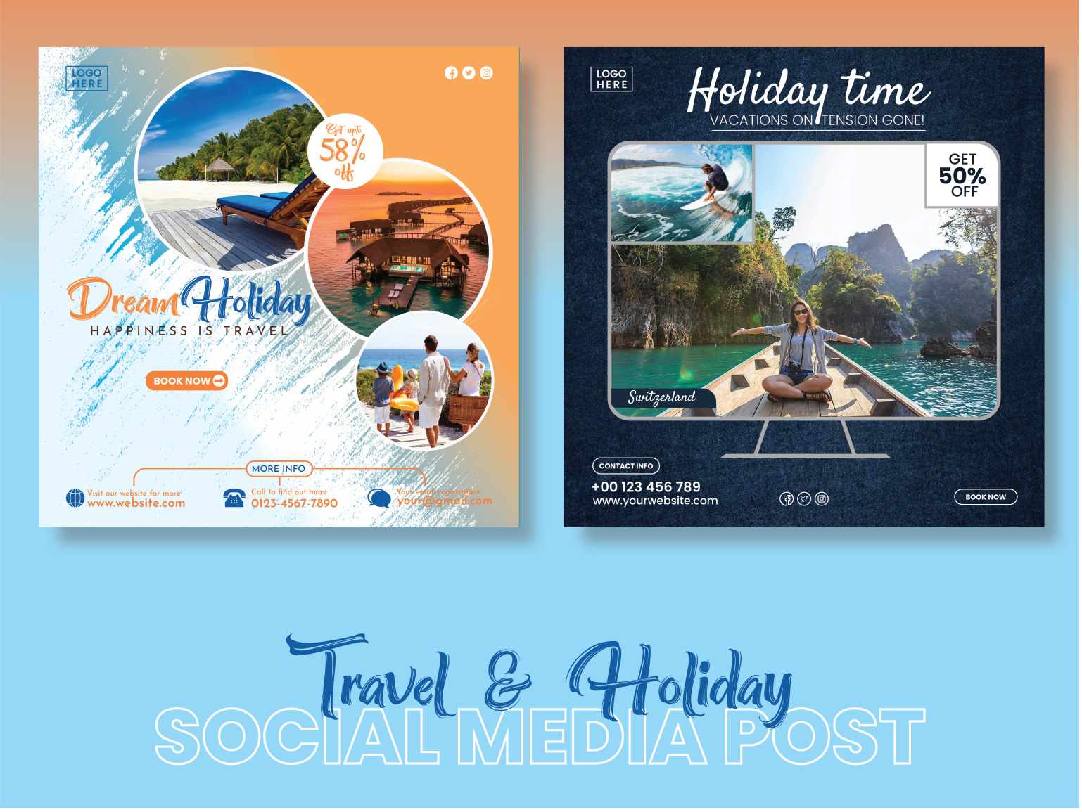 Holiday social media post template by Sonia Mahjabin on Dribbble
