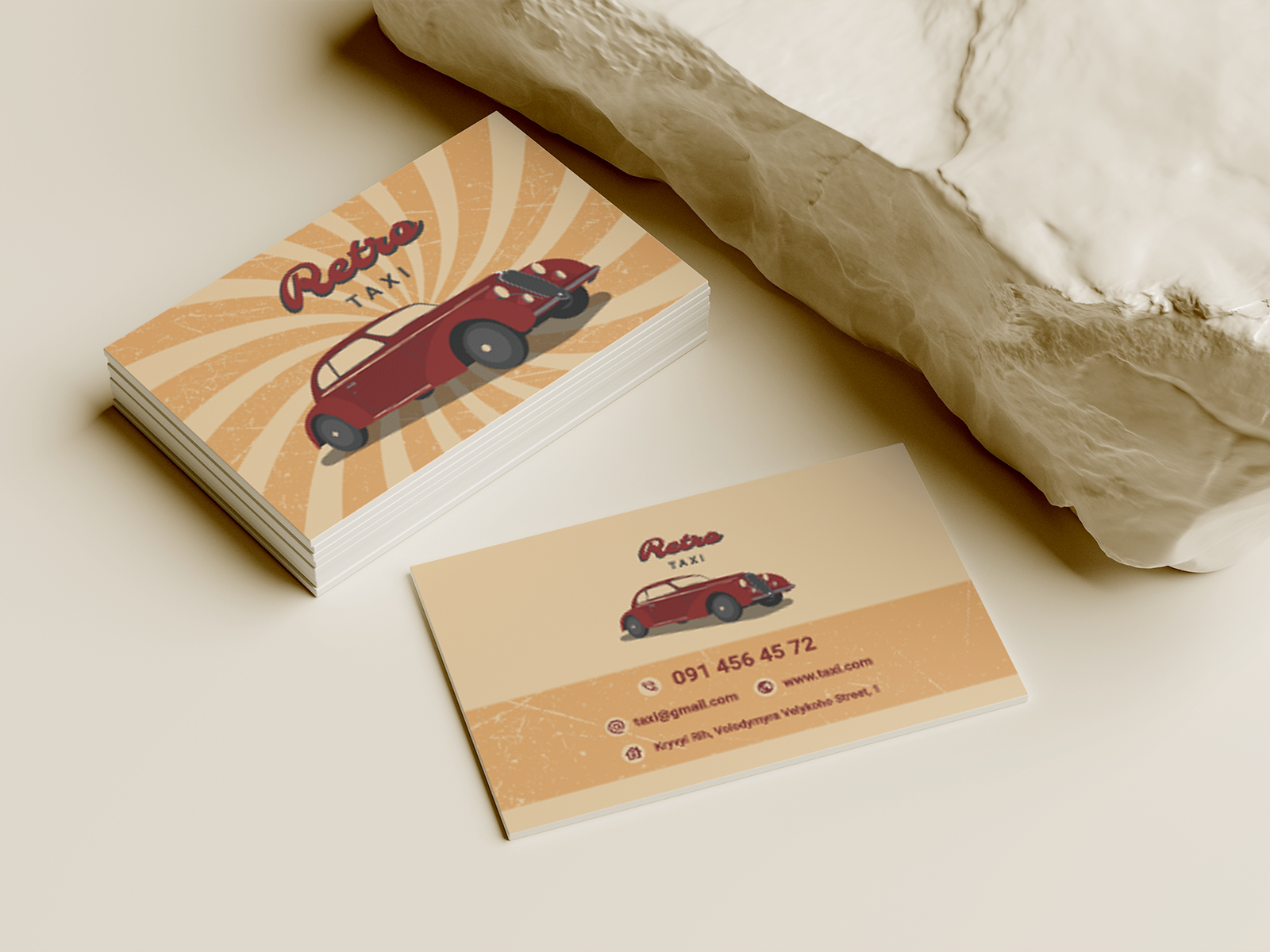 Mockup with retro taxi by Olga on Dribbble
