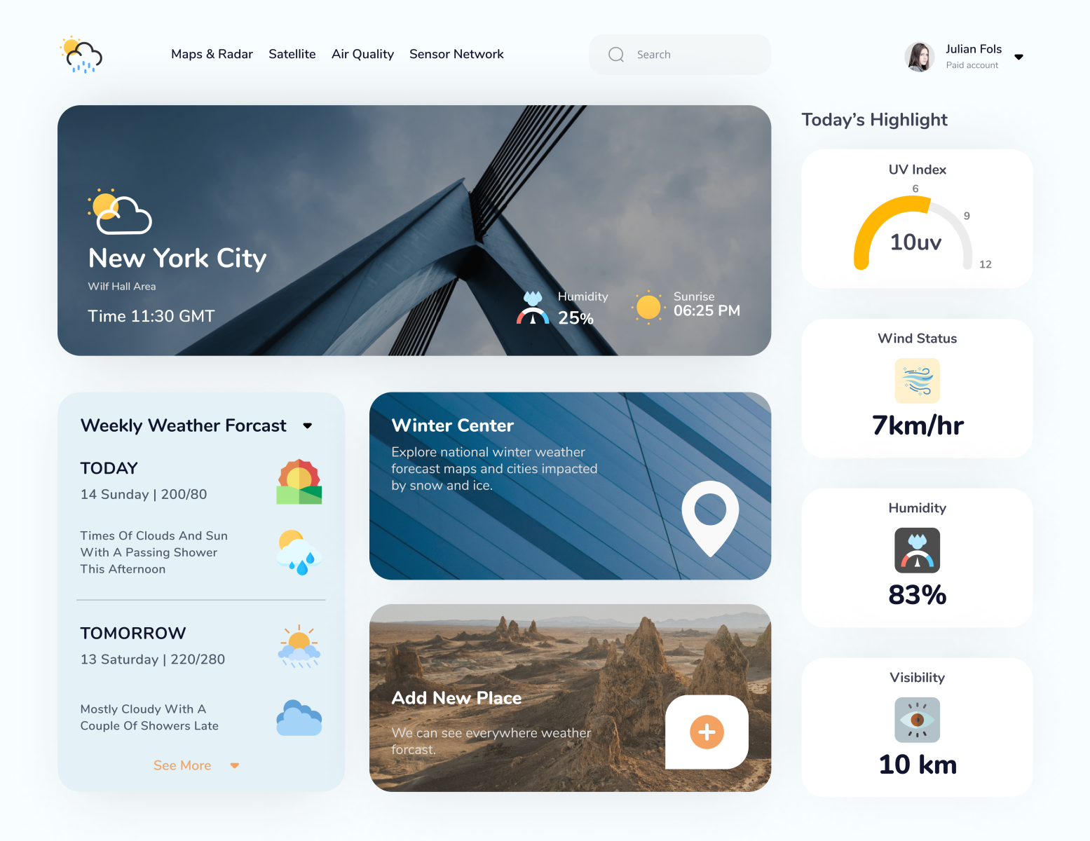Weather Dashboard by md. hasnat on Dribbble