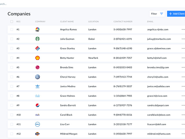 Client List by sri on Dribbble