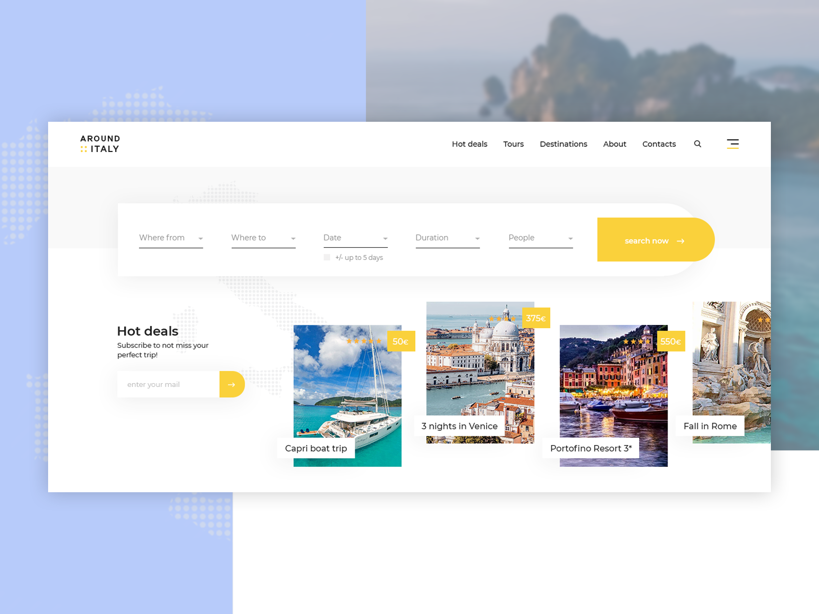 Around Italy search screen by Ksenia on Dribbble