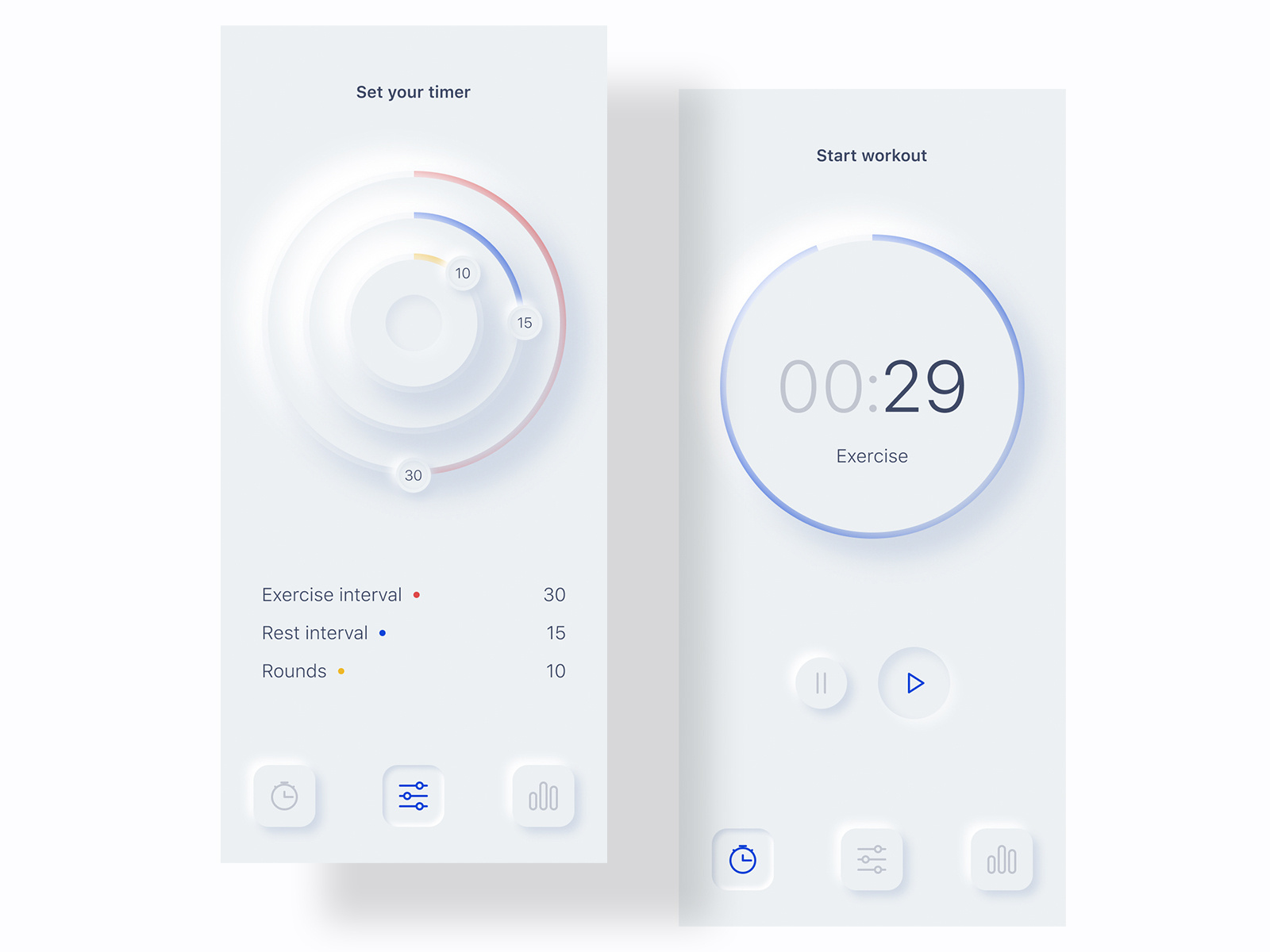 Tabata timer app by Alex Zubenkovic on Dribbble