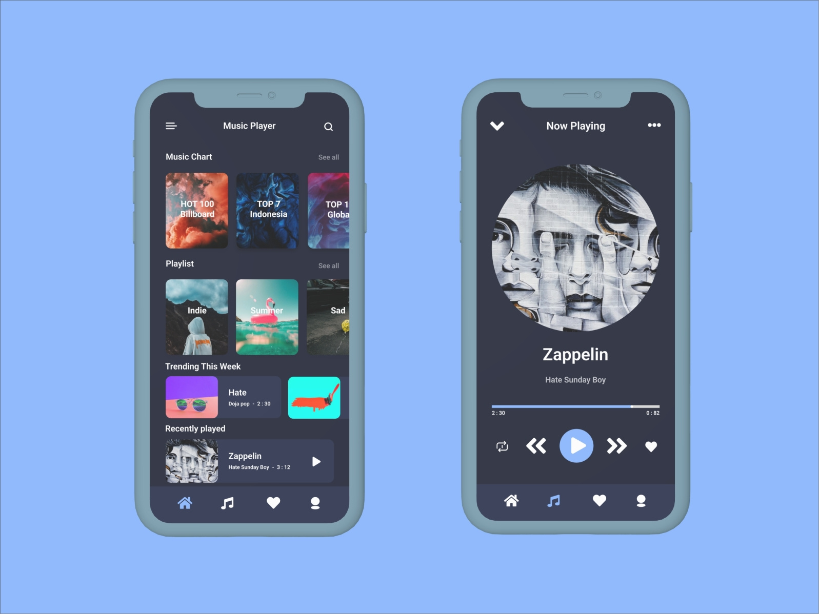 Music player UI design by Yoga Yois J.A on Dribbble