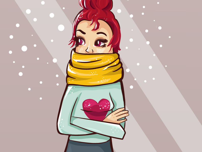 A girl in her scarf by Kyla Covert on Dribbble
