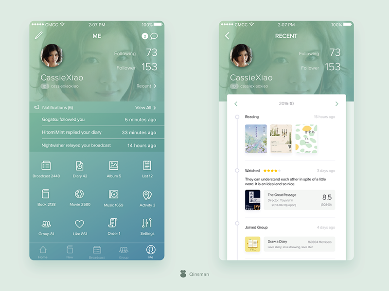 Profile Page - Douban Redesign by Qinsman on Dribbble