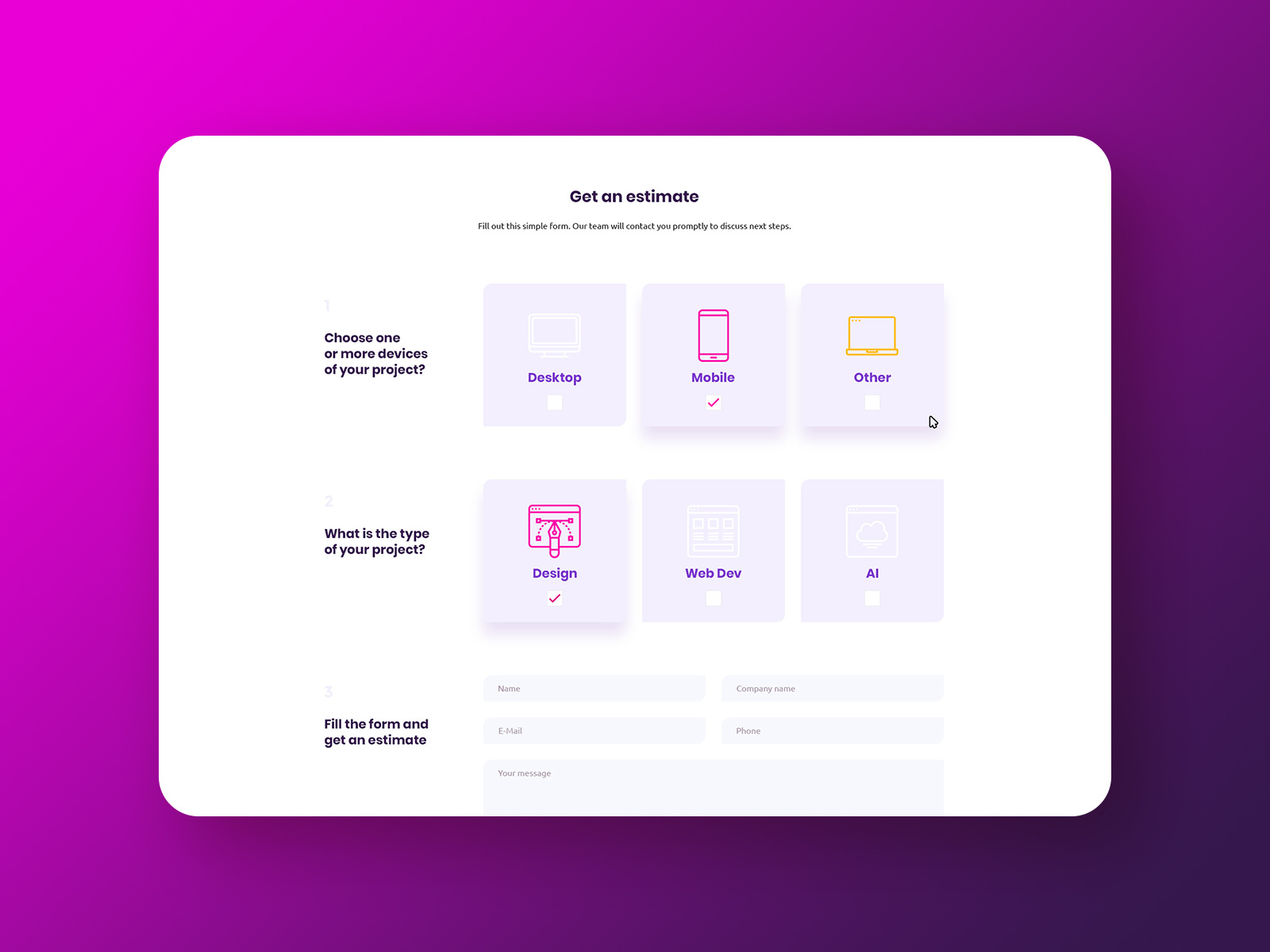 Web UX/UI Estimate page by BilibanYury on Dribbble