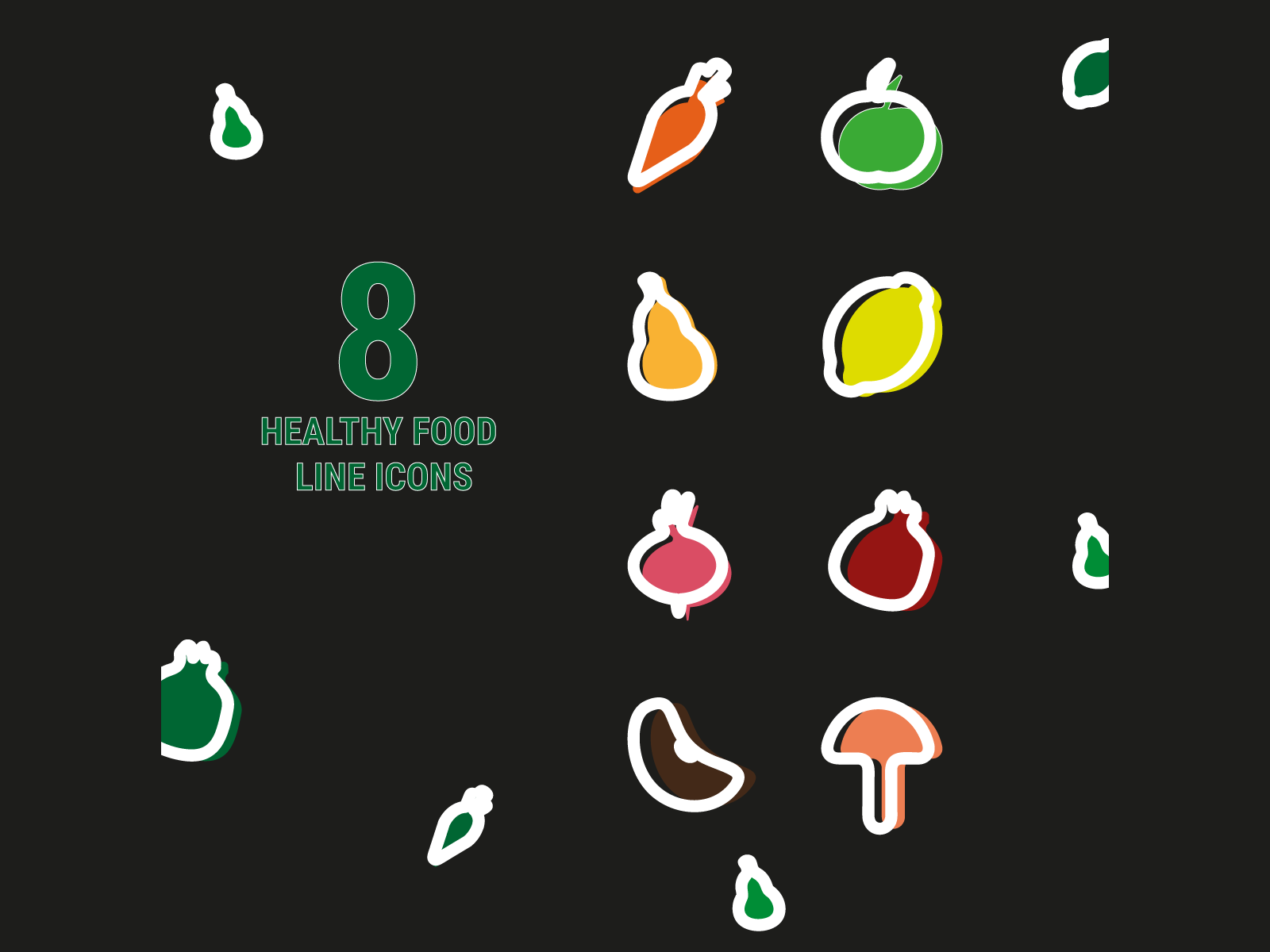 Healthy food line icons by Anahit Mardiyan on Dribbble