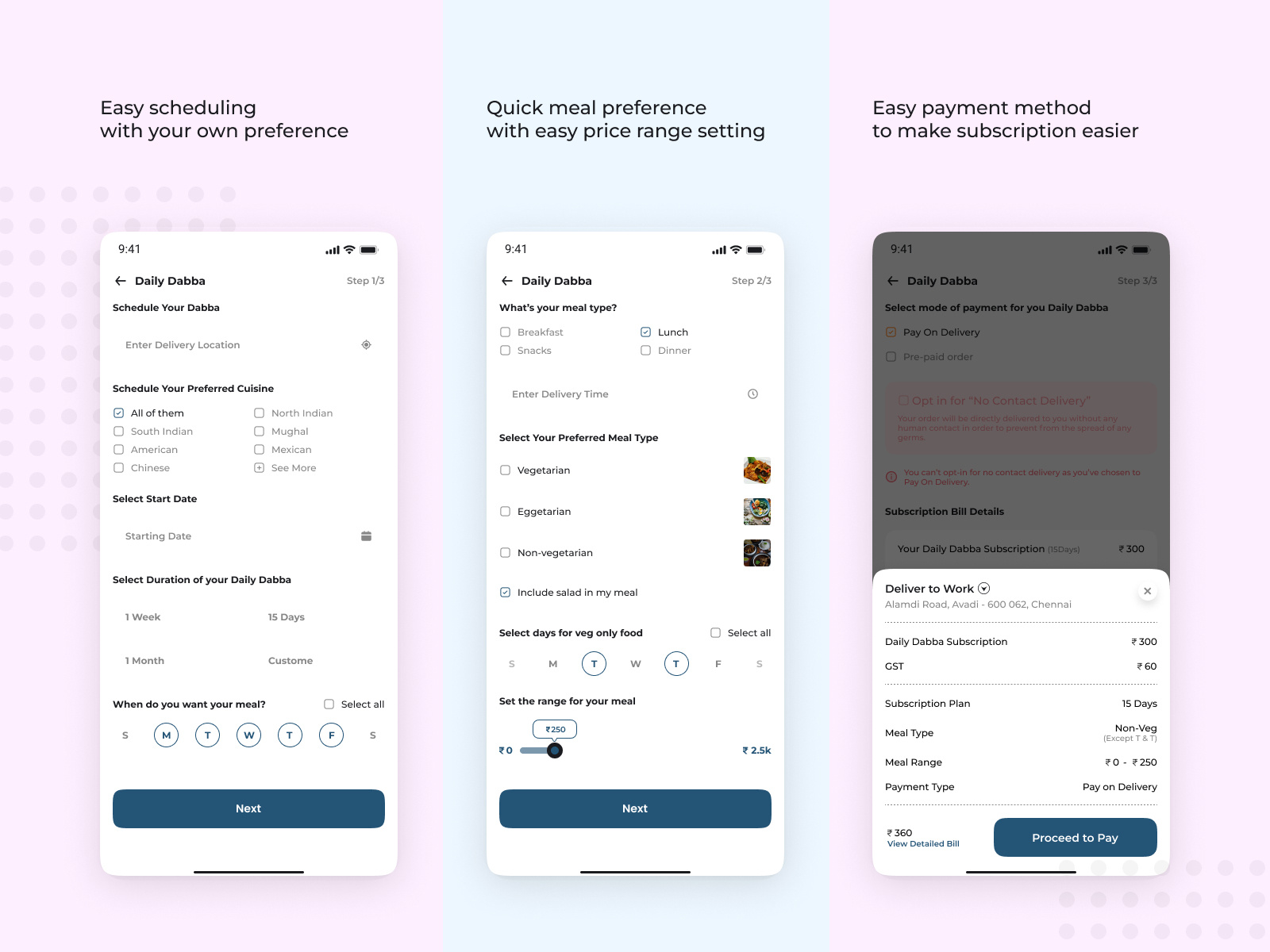 Daily Dabba is a daily food scheduling app by Versatile on Dribbble