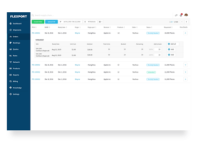 Purchase order by Wen Tong for Flexport on Dribbble