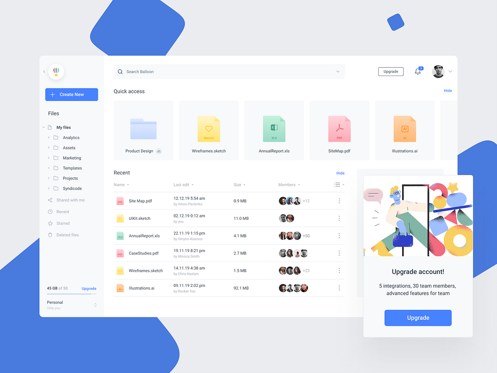Cloud File Manager by Anton for Syndicode on Dribbble