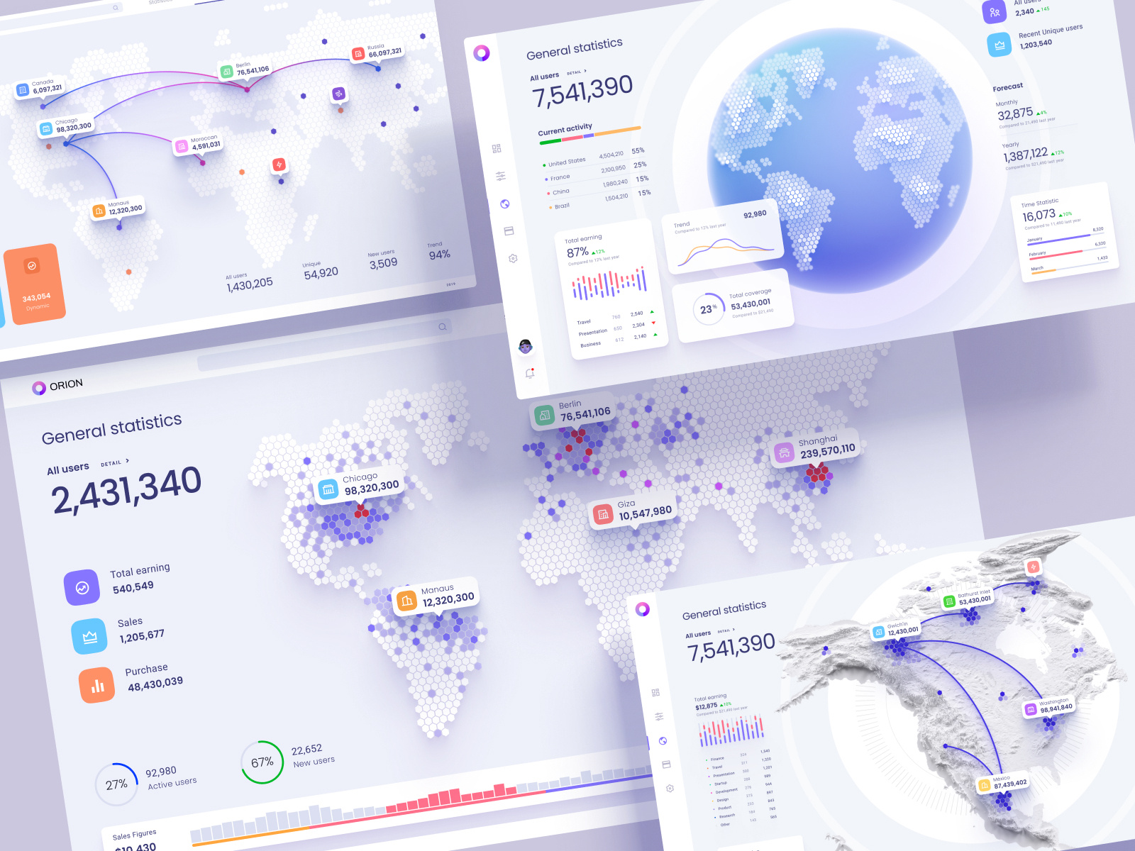 Dashboards with data visualization on the world map by Alien pixels for Setproduct on Dribbble
