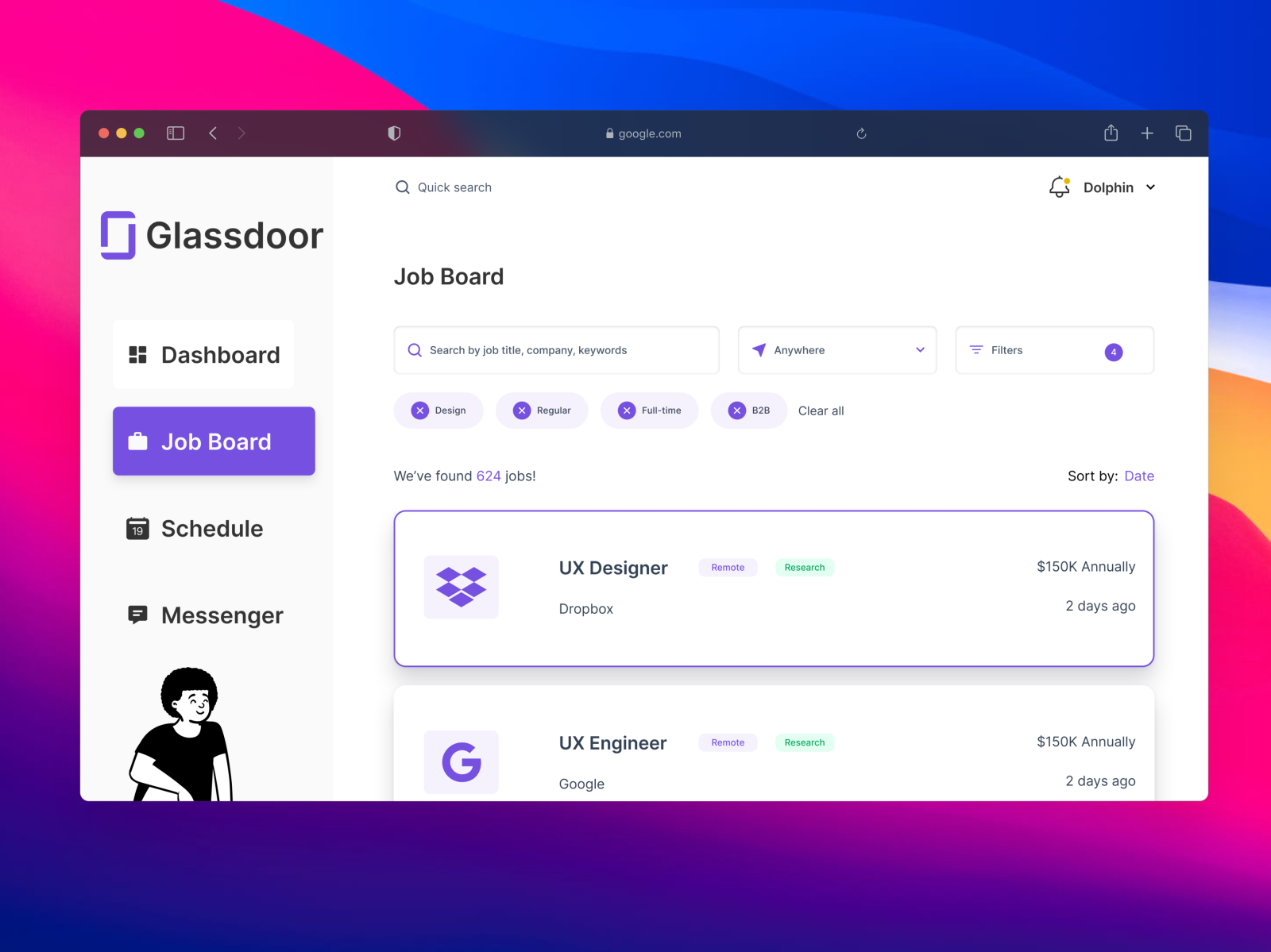 UI for a job board by David Adurotimi on Dribbble