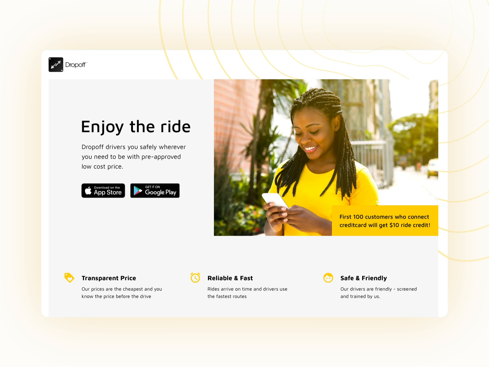 Ridesharing app landing page by Tanel Kaarel Sepp on Dribbble