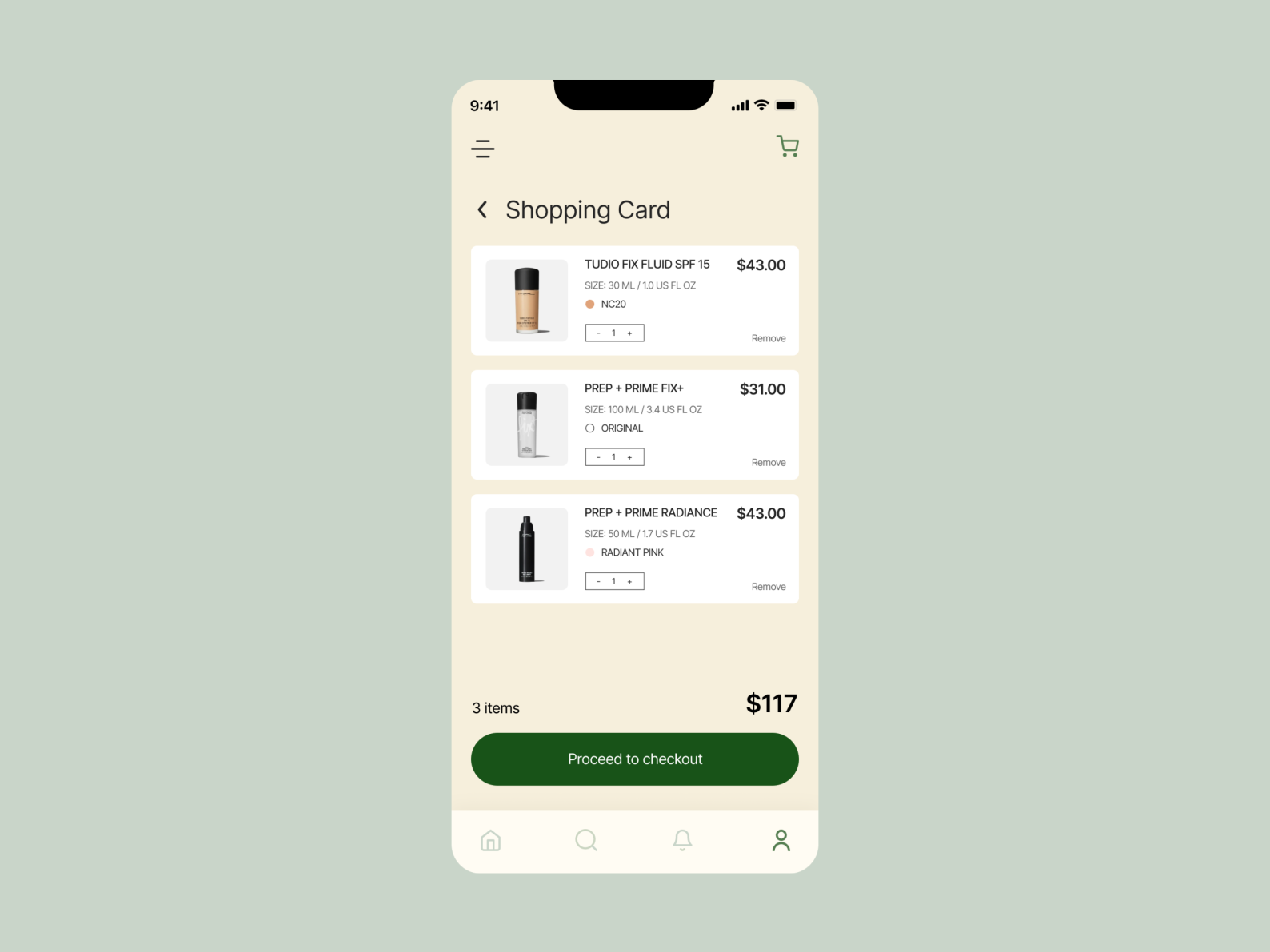 Daily UI #058 Shopping Card by Anastasia Mironova on Dribbble