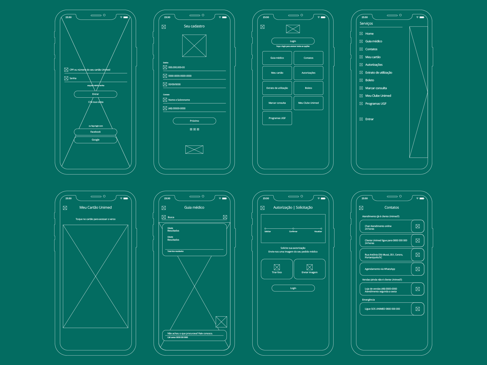 Wireframes APP Unimed Florianópolis by Luiz Fernando Filho on Dribbble