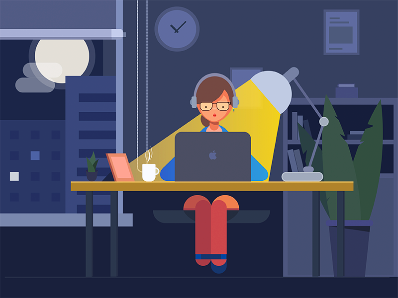 Working Night by Hua on Dribbble