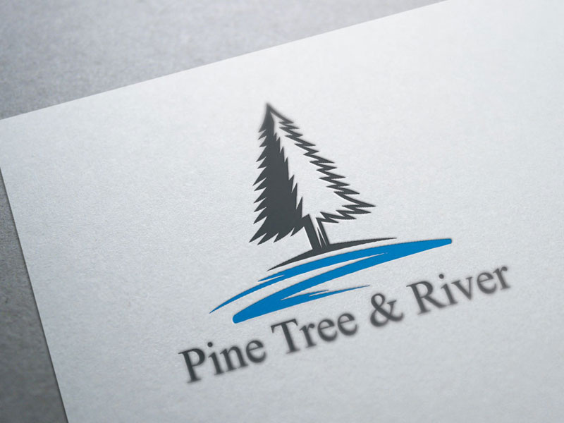 Pine Tree And River Lake Logo Template by Heavtryq on Dribbble