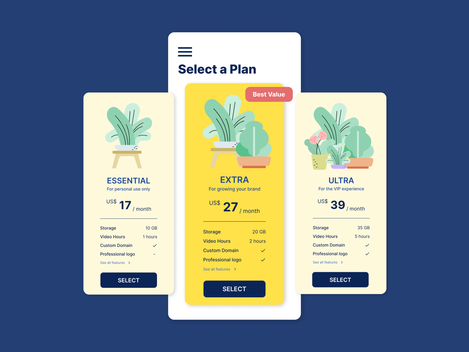 Pricing plan | UI design by Yen Hua Chen on Dribbble