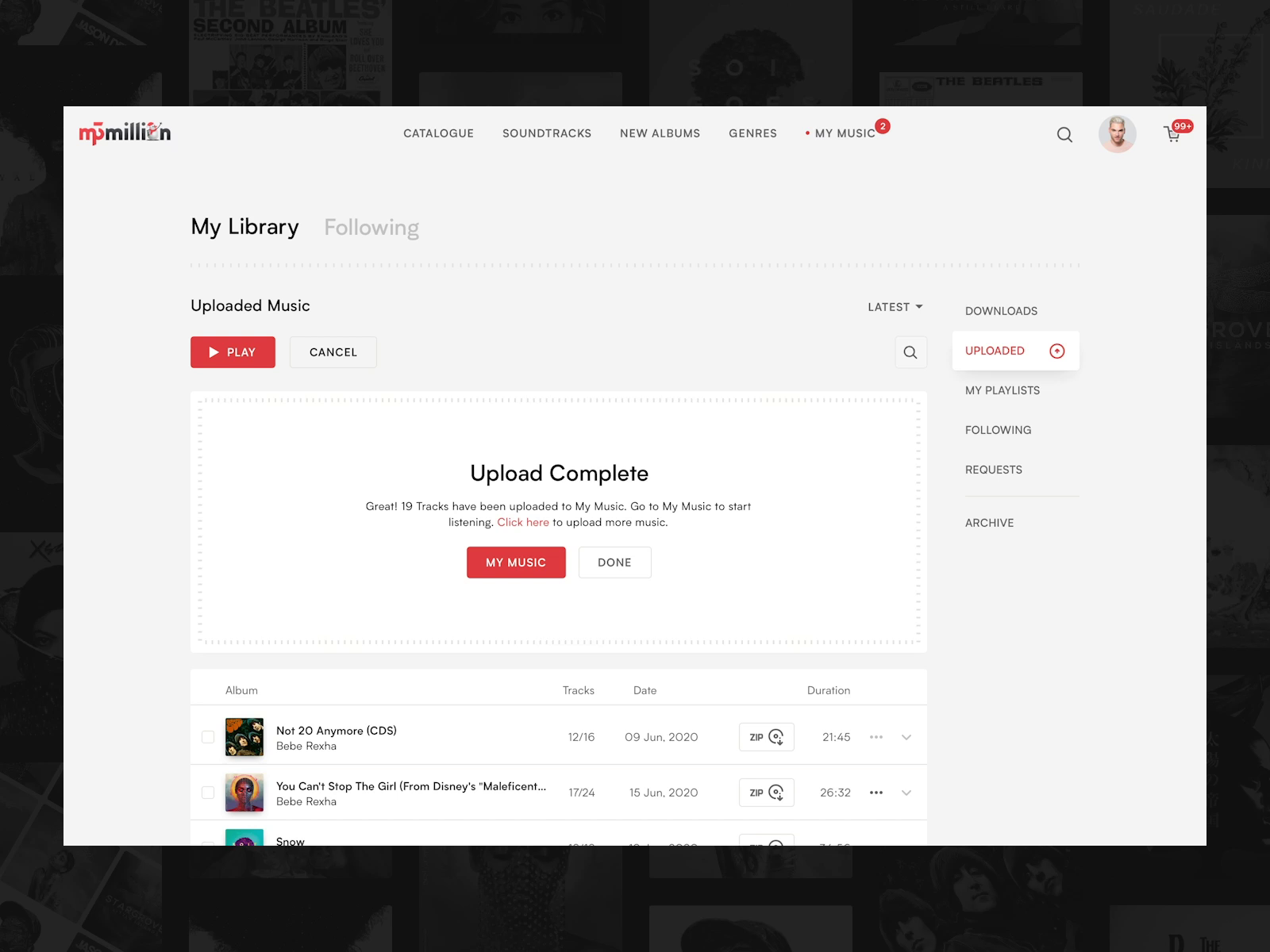 Mp3million: Upload music by ALEXEY FMNH for Flatstudio on Dribbble