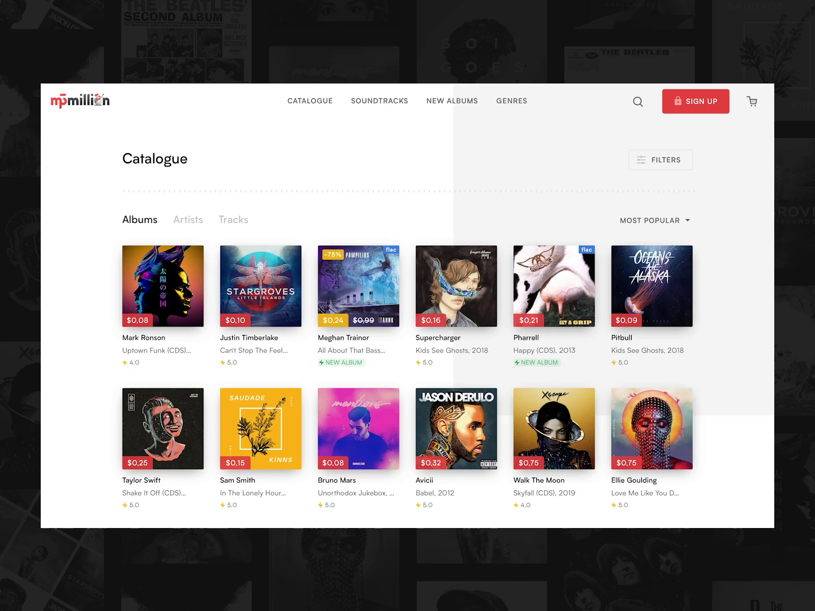 Mp3million: Catalogue by ALEXEY FMNH for Flatstudio on Dribbble