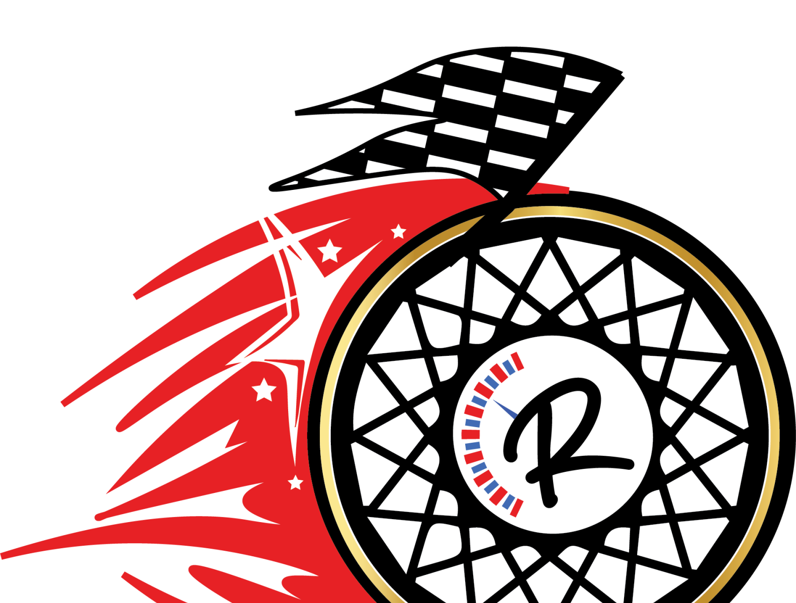 Racing logo with wheel and flag by Brother Graphics on Dribbble