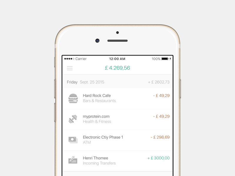 Banking app balance & transactions by Bernd Bürger on Dribbble
